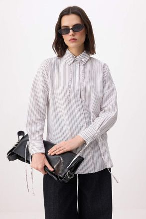 Trendyol Modest Damen Mehrfarbig Gestreift Lang Regular Fit Modest Hemden