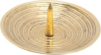 NKlaus Kerzen -Rillen-Teller mit Dorn Ø10cm Kerzenteller Messing Gold Kerzenhalter Spiralen-Design 10559