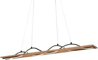 Briloner LED Pendelleuchte mit Wellenform, warmweißes Licht, Holzrahmen, Hängeleuchte, Hängelampe Esstisch, Esszimmerlampe hängend, Wohnzimmerlampe, 98x11x120 