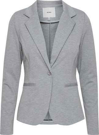 Ichi IHKATE BL Damen Blazer Kurzblazer Jacke Ein-Knopf-Blazer mit Stretch und Reverskragen, Größe:XS, Farbe:Grey Melange (10020)