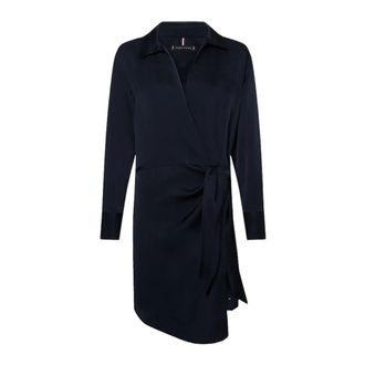 Tommy Hilfiger Kurzes Hemdkleid mit Kreppknoten - - Dresses - Damen - Blau - L