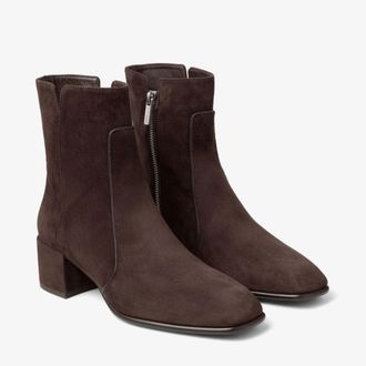 Jimmy Choo London Suede Block-Heel Boots