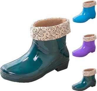 Generic Bottes de pluie courtes imperm&eacute;ables pour femme avec doublure en peluche - Chaussures de jardin antid&eacute;rapantes - Bottes de pluie l&eacute;g&egrave;res en caoutchouc