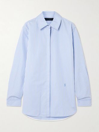 Proenza Schouler Chemise En Popeline De Coton Et De Soie M&eacute;lang&eacute;s &Agrave; Rayures Hunter - Bleu