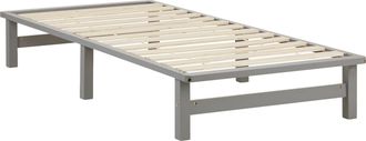 Homestyle4u Holzbett 90x200 Palettenbett Bettgestell mit Lattenrost Grau Futonbett Bett Bettrahmen Holz Kiefer Massiv
