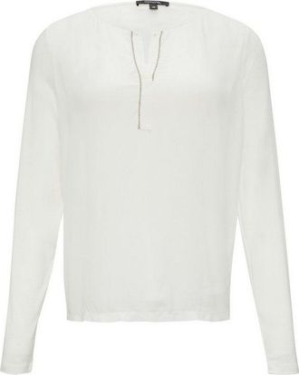 Comma Langarmshirt T-Shirt Longsleeve im Fabricmix mit Schmuck-Detail