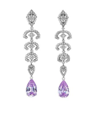 Anabela Chan boucles doreilles Scallop Lace en rhodium vermeil serties dam&eacute;thyste et de diamant - Violet