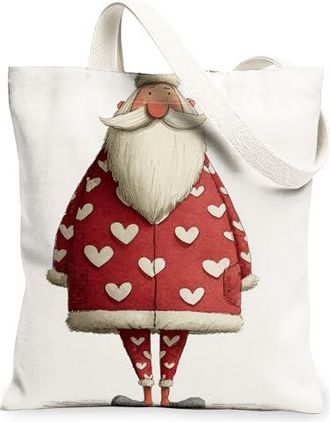Generic Sacs fourre-tout en toile &agrave; motif coeur, sacs d&eacute;picerie r&eacute;utilisables, l&eacute;gers et lavables en toile pour le shopping, Rouge, 13x15 Inch