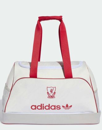 adidas Liverpool fc ori Fu&szlig;balltasche in Wei&szlig; / Erdbeerrot