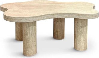 Menzzo Menzzo - Table basse forme nuage 69x100cm Lagoon Effet Travertin Beige