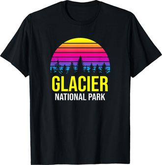 BDAZ Glacier-Nationalpark Retro Sonnenuntergang Familienurlaub T-Shirt