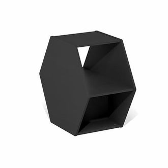 Furinno Moderner Sechseckiger Couchtisch mit Offenem Aufbewahrungsregal, Americano