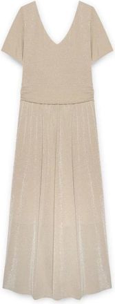 Fiorella Rubino Femme, Robes, Jaune, Taille: 50 FR Longue robe en jersey lurex avec col en V