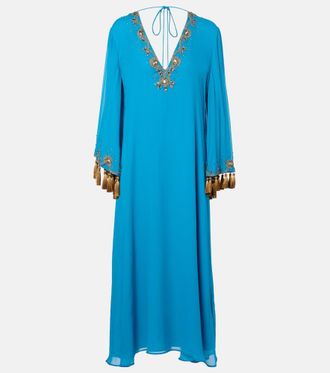 Valentino Verziertes Midikleid aus Seiden-Georgette