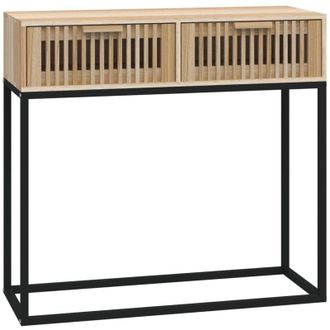 Les Tendances Table console 80x30x75 bois ding&eacute;nierie et fer