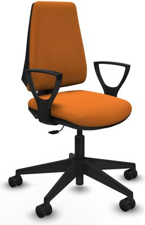 Piqueras y Crespo Elche Home Office Sessel mit festen Armlehnen, ausgestattet mit grundlegendem Permanentkontakt und Schneidschaum. Mit Rollen 65 mm Nylon, Orange