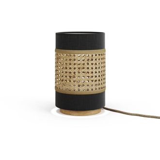 Vicco Lampe de table Morten, rotin/noir, 17.5x26.5cm, Vicco