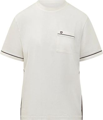 Ferragamo Femme, Tops, Beige, Taille: 36 FR T-shirt avec poche poitrine et finitions contrast&eacute;es