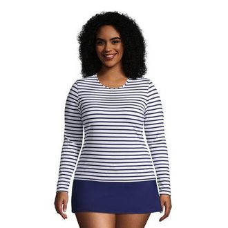 Lands End Badeshirt Print, Damen, Gr&ouml;&szlig;e:56-58 plus, Wei&szlig;, Nylon-Mischung, by Lands End