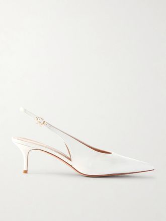 Gianvito Rossi Escarpins &Agrave; Brides Arri&egrave;re En Cuir Brillant Robbie 55 - Blanc cass&eacute;