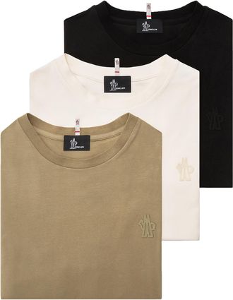 Moncler Moncler Logo Patch Cotton Blend T-shirt (three Pack), Men, Multicolour, Size: 3xl