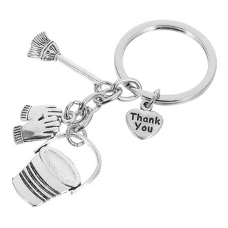 Lioobo Dankesch&ouml;n Schl&uuml;sselanh&auml;nger Hauswirtschaft Mit Eimer Besen Und Arbeitshandschuhen Anh&auml;nger F&uuml;r Reinigungsteam Geschenk F&uuml;r Putzfrauen Und Hausmeister