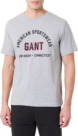 GANT Herren Printed Graphic SS T-Shirt, Grau, L