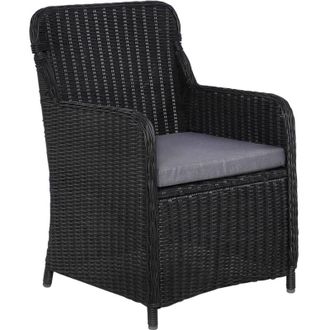 vidaXL Gartenst&uuml;hle mit Polster 2 Stk. Poly Rattan Schwarz Vidaxl