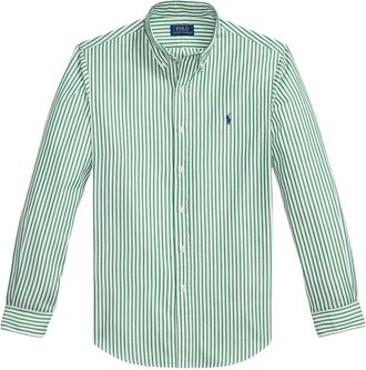 Polo Ralph Lauren Homme, Chemises, Vert, Taille: M Chemise &agrave; Rayures en Popeline Coupe Ajust&eacute;e