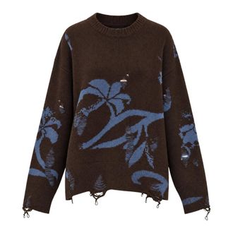 Akep Pull col rond d&eacute;structur&eacute; - Femme - Pulls - Brun - Taille: 38 FR