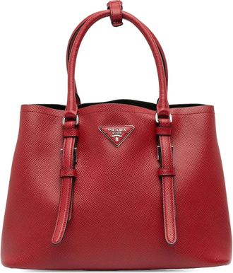 Prada Hobo Bags - Small Saffiano Cuir Double Handle Satchel - Gr. unisize - in Rot - f&uuml;r Damen