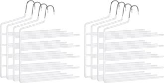 Songmics Hosenbügel platzsparend, 8er Set, Mehrfach-Kleiderbügel, offenes Ende, rutschfest, für je 5 Hosen, für Jeans, Handtücher, Schals, weiß CRI034W08