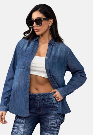 Cipo & Baxx Jeansbluse Jeansbluse (1-tlg) mit Brusttaschen, WH134