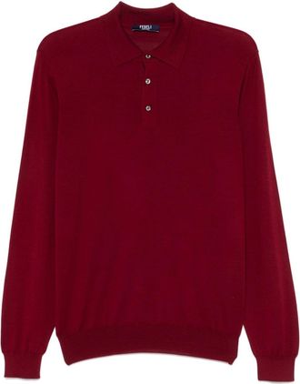 Fedeli Fein gestricktes Poloshirt - Rot