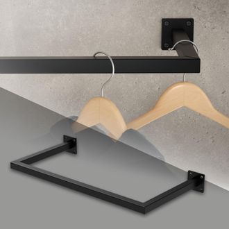 ML Design ML-Design Kleiderstange Rechteck für die Wand, T30cm x B60cm, Schwarz, aus Stahl, rostfrei, Garderobenstange U-Form, Kleiderständer Wandmontage, Kleid