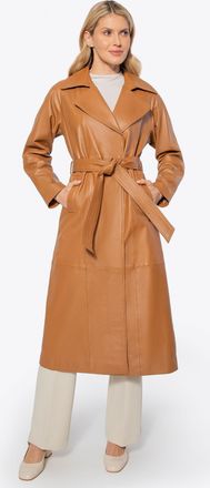 Wittchen Damen-Ledermantel mit G&uuml;rtel, Karamell, Naturleder