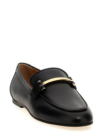 Tod's Womens Black Calfskin Slip-On Loafers