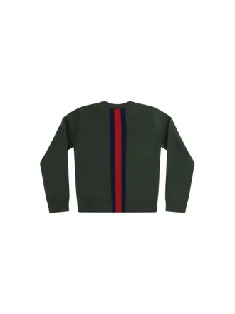 Gucci Web Stripe Wool Sweater For Girl Moss Green-Blue-Red Merino Ovis Aries Green/blue/red