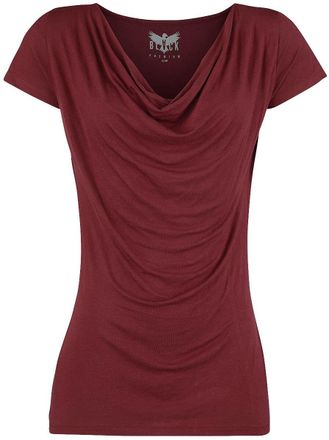 Black Premium by EMP Damen rotes Basic T-Shirt mit Wasserfall-Auschnitt XXL
