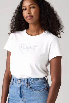 Levi's T Shirt Perfect - Femme - Blanc / Batwing Iridescent Rhinestone N Bright White - 2XS