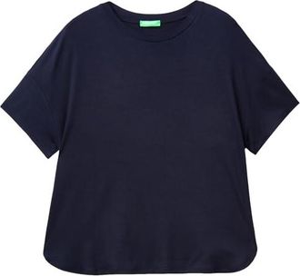 Benetton T- Shirt 3Z12D101X, Bleu Nuit 016, S Femme