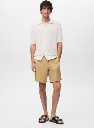 Mango Lochstrick-Baumwollshirt cremeweiß - Herren - XXL - MANGO MAN