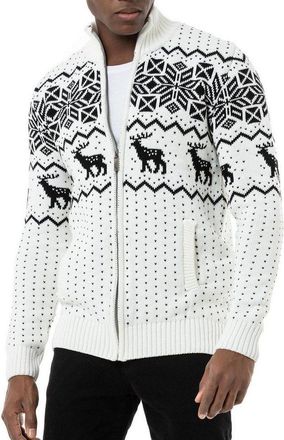 Red Bridge Strickjacke Norweger Slim-Fit Plaid Rentier High Quality