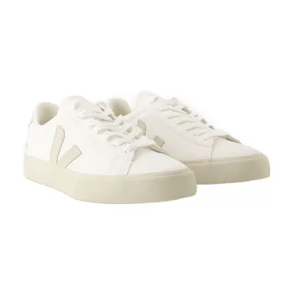 Veja Womens Campo Sneakers - Veja Leather White Suede Calfskin Shoes