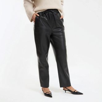 La Redoute Collections Pantalon Droit 7/8&egrave;me En Simili Taille &Eacute;lastiqu&eacute;e