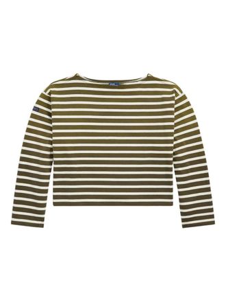 Polo Ralph Lauren haut ray&eacute; &agrave; manches longues - Marron