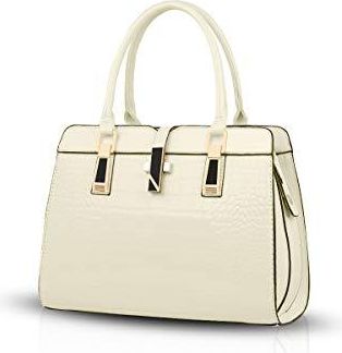 Nicole & Doris Nicole&Doris Sacs à main pour dames nouveau shell en cuir verni de mode épaule portable Messenger Bag for Women(Creamy-white)