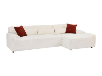 Vente-Unique Ecksofa - Ecke rechts - Chenille-Stoff - Beige - OVILIO