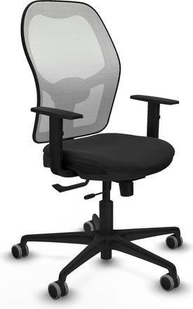 Piqueras y Crespo B&uuml;rostuhl aus schwarzem Kunstleder, mit 1D-Armlehnen, h&ouml;henverstellbare Lendenwirbelst&uuml;tze, ausgestattet mit Syncro/Traslack und Schaumstoff, Wei&szlig;/Sch