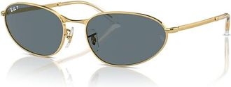 Ray-Ban Rb3734 Sonnenbrillen Arista Gold Fassung Blau Glas Polarisiert 56-18